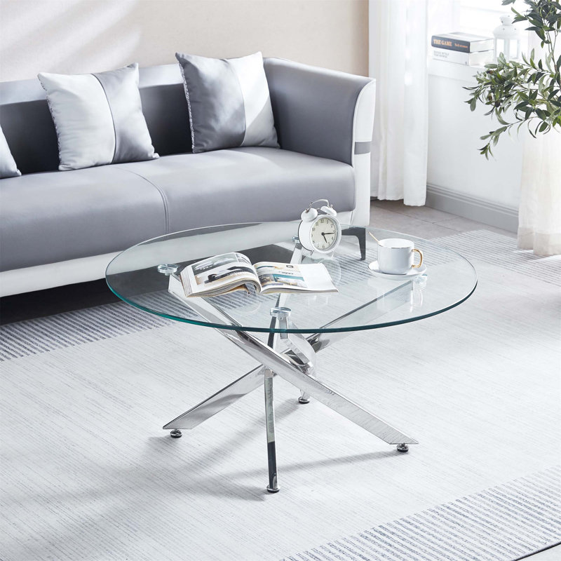 Round glass coffee table wayfair store
